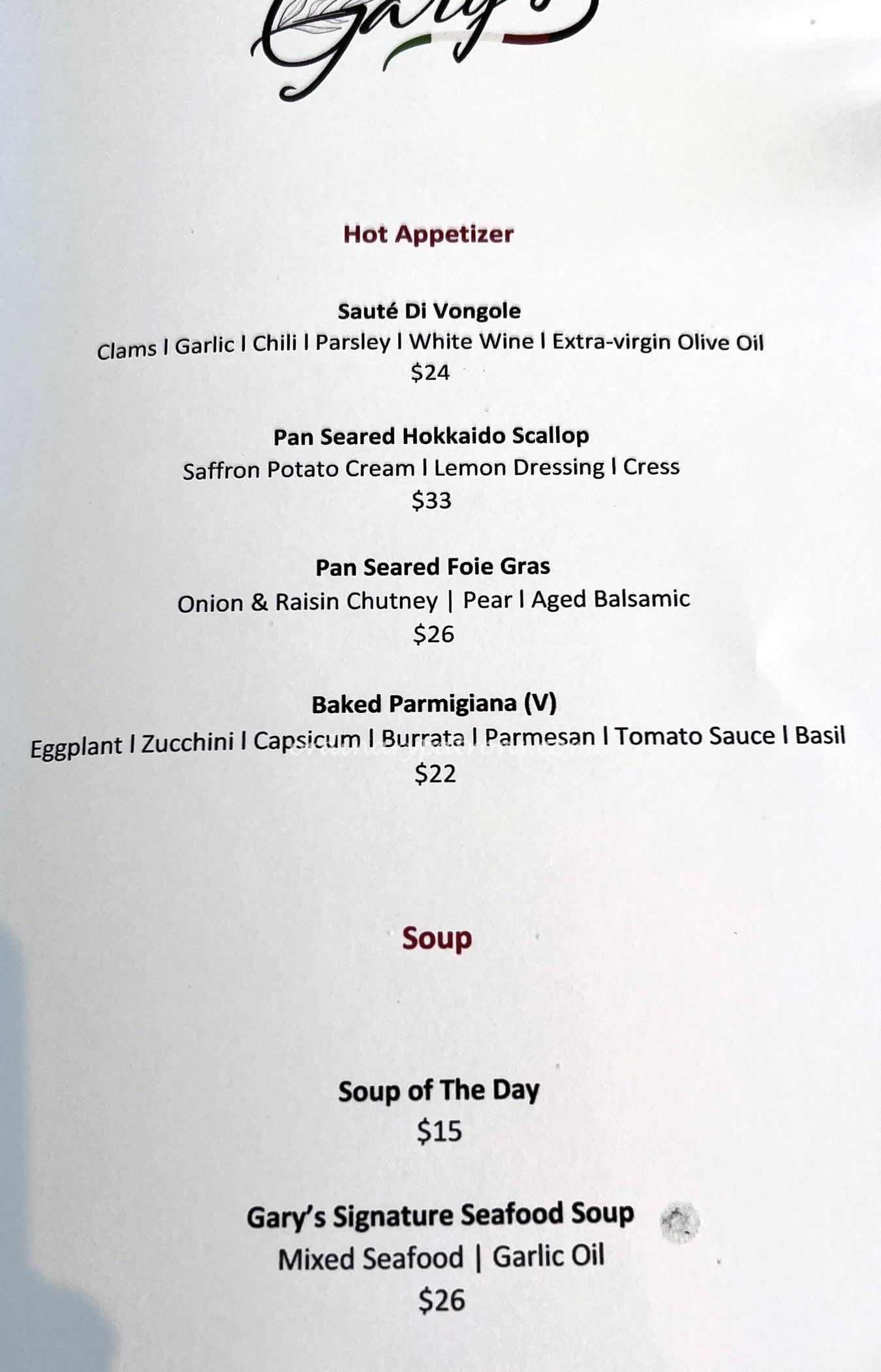 Gary's Restaurant - New Italian Restaurant at Rochester Park - The ...