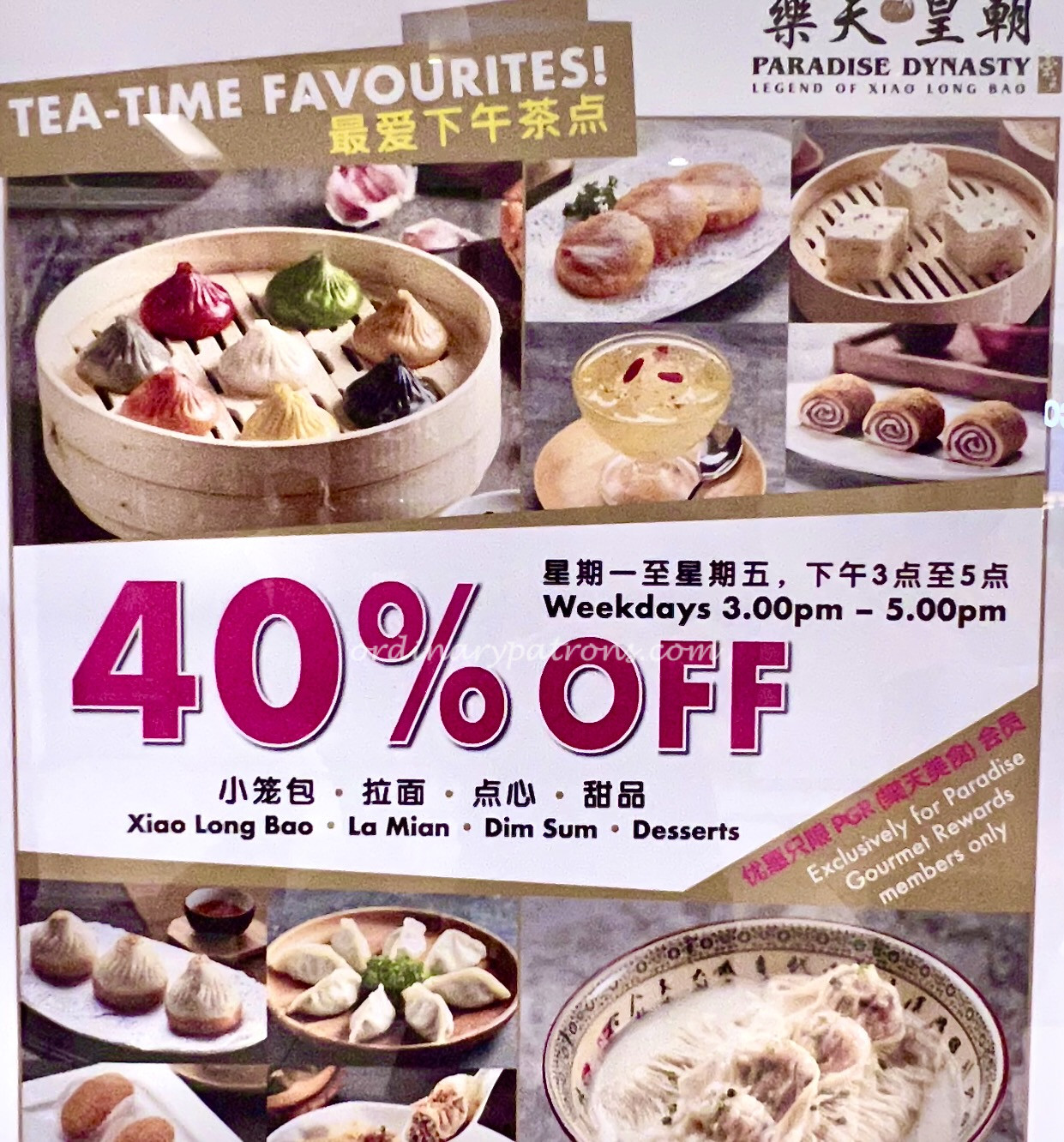 Paradise Dynasty 40% Off - Late Weekday Dim Sum - The Ordinary Patrons