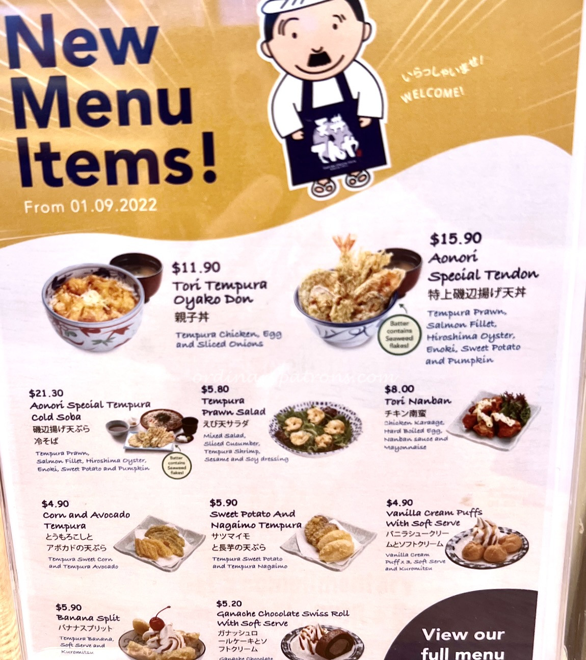 Tenya Tempura ION Orchard : Affordable Japanese Food - The Ordinary Patrons
